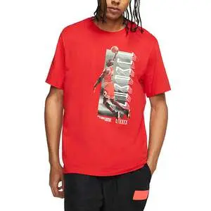 JORDAN Flying Basketball Sports Short Sleeve T-shirt - Red