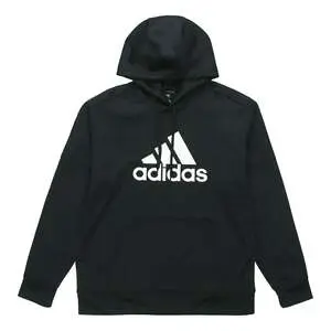 Adidas Logo Print Hooded Pullover - Black