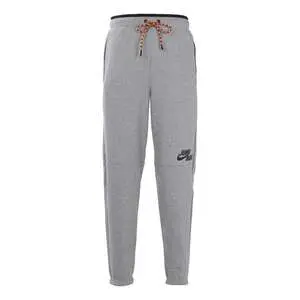 Nike Solid Color Logo Lacing Casual Sports Pants/trousers/joggers Gray - Multi-color