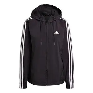 Adidas 3-stripes Hooded Windbreaker Jacket - Black/white