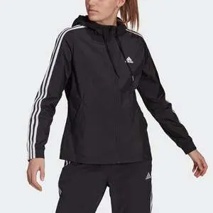 Adidas 3-stripes Hooded Windbreaker Jacket - Black/white