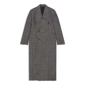 Balenciaga Double Breasted Check Coat - Black/grey