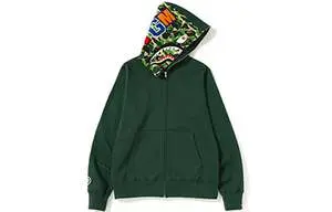 A BATHING APE Shark Camo Full Zip Hoodie - Tan