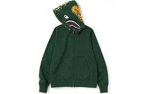 A BATHING APE Shark Camo Full Zip Hoodie - Tan
