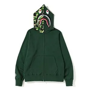 A BATHING APE Shark Camo Full Zip Hoodie - Tan