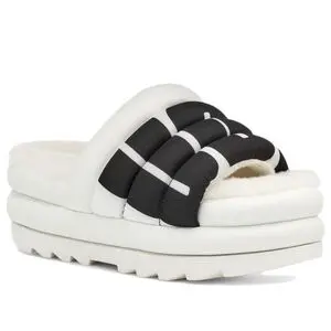 UGG Maxi Slide With Logo Detailing - White/black