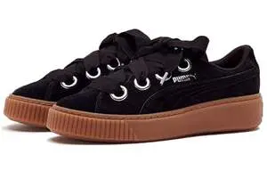 PUMA Platform Kiss Suede Low Top Sneakers - Black