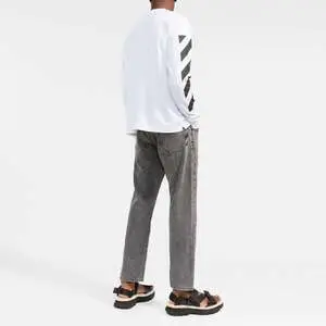 Off-White Fw22 Stripe Round Neck Long Sleeves White T-shirt - White/black