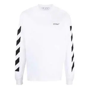 Off-White Fw22 Stripe Round Neck Long Sleeves White T-shirt - White/black