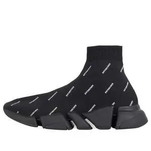 Balenciaga Balenciaga Speed 2.0 Knit Sneakers With Allover Logo Black/white