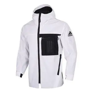 Adidas Zipper Cargo Woven Fleece Lined Jacket - White