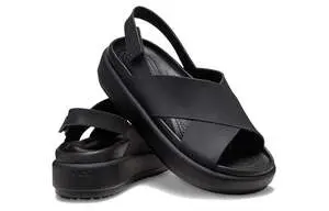 CROCS Brooklyn Luxe Cross Strap Platform Sandals - Black