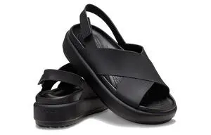 CROCS Brooklyn Luxe Cross Strap Platform Sandals - Black