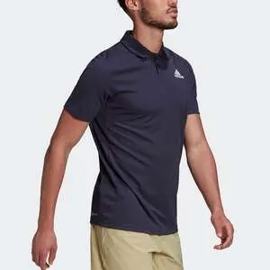 Adidas Logo Printing Solid Color Short Sleeve Polo Shirt Navy Blue - Multi-color