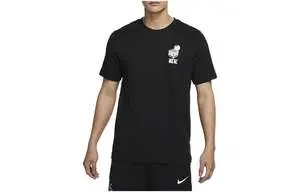 Nike Logo Geometry Pattern Printing Round Neck Short Sleeve Black T-shirt