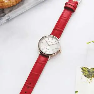 Casio Sheen Quartz Watch With Sapphire Crystal And Leather Strap - Red