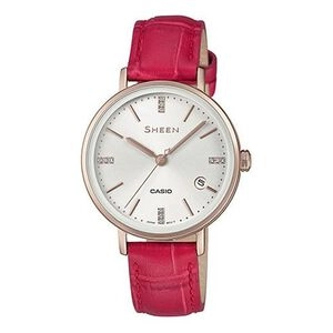 Casio Sheen Quartz Watch With Sapphire Crystal And Leather Strap - Red