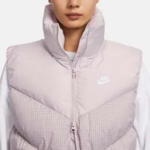 Nike Down Vest With Stand Collar And Zipper Closure