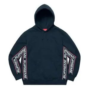 Supreme Text Rib Hooded Sweatshirt - Blue