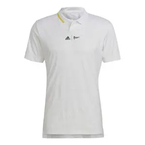 Adidas Colorblock Logo Tennis Short Sleeve White Polo Shirt - Default Color