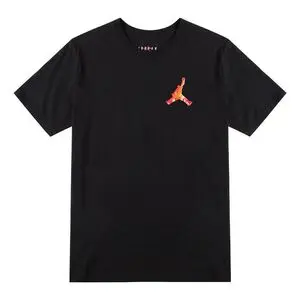 Nike Jordan Printing Logo Solid Color Round Neck Short Sleeve Black T-shirt - Default Color