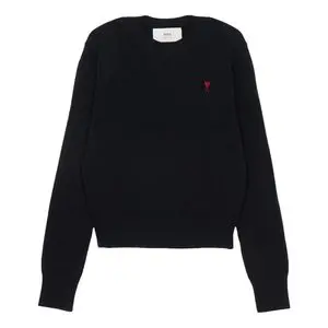 AMI Paris Wool De Coeurs Crewneck Sweater - Black