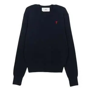 AMI Paris AMI Knitwear With Embroidered Heart Logo Navy
