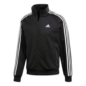 Adidas Logo Printing Side Stripe Stand Collar Sports Jacket - Black