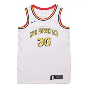 Nike Stephen Curry Golden State Warriors 2019/20 Fan Edition Jersey - White/yellow/blue
