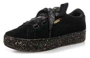 PUMA Vikky Platform Ribbon Sneakers - Black/gold