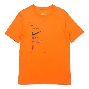 Nike Swoosh Club Printing Alphabet Sports Round Neck Short Sleeve - Orange