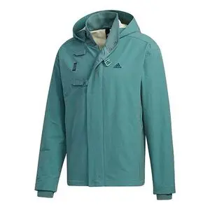 Adidas Sporty Hooded Jacket With Button Detailing - Green