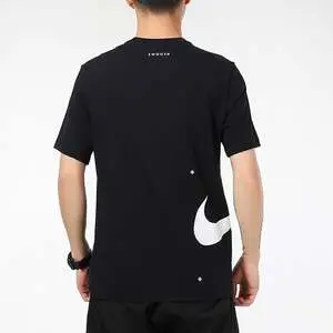 Nike Minimalistic Alphabet Logo Printing Casual Round Neck Short Sleeve Black T-shirt - Default Color