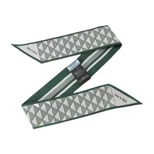Prada Fw25 Printed Silk Skinny Scarf