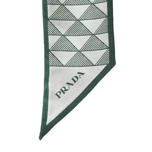 Prada Fw25 Printed Silk Skinny Scarf