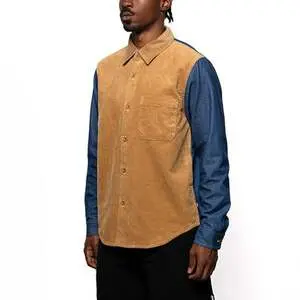 StÜssy Corduroy Denim Mix Shirt 'brown Blue
