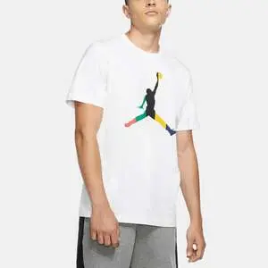 JORDAN Solid Color Round Neck Printing Short Sleeve White