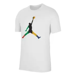 JORDAN Solid Color Round Neck Printing Short Sleeve White