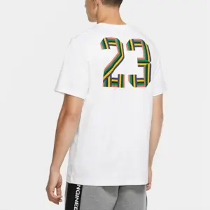 JORDAN Solid Color Round Neck Printing Short Sleeve White