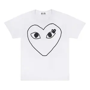 Play Comme Des Garcon Outlined Heart Tee - White