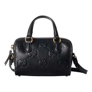 Gucci Gg Embossed Top Handle Bag - Black