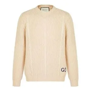 Gucci Waffle-knit Gg Jumper - Beige
