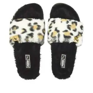 PUMA Leadcat 2.0 Faux Fur Leopard Slides