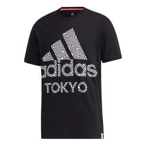Adidas Tyo Ss Tee M Alphabet Printing Casual Sports Short Sleeve - Black