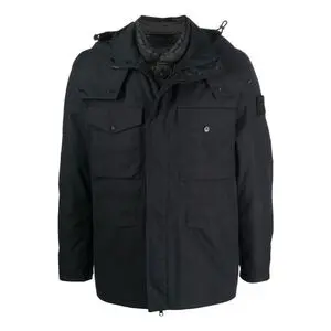 Stone Island Detachable Hooded Down Jacket - Black