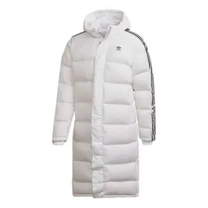 Adidas Originals Long Down Jacket With Hood - White