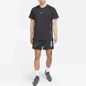 Nike Solid Color Training Alphabet Logo Printing Short Sleeve Black T-shirt