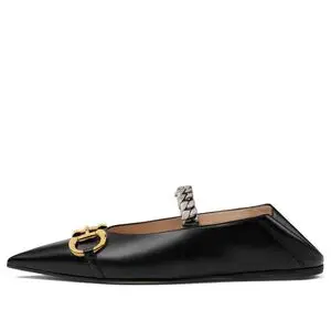 Gucci Leather Ballet Flat With Horsebit Detailing - Black