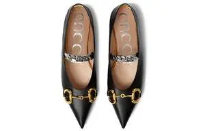 Gucci Leather Ballet Flat With Horsebit Detailing - Black