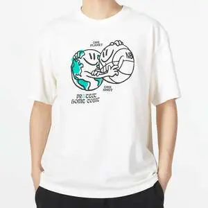 Nike Basketball Earth Pattern Printing Round Neck Short Sleeve White